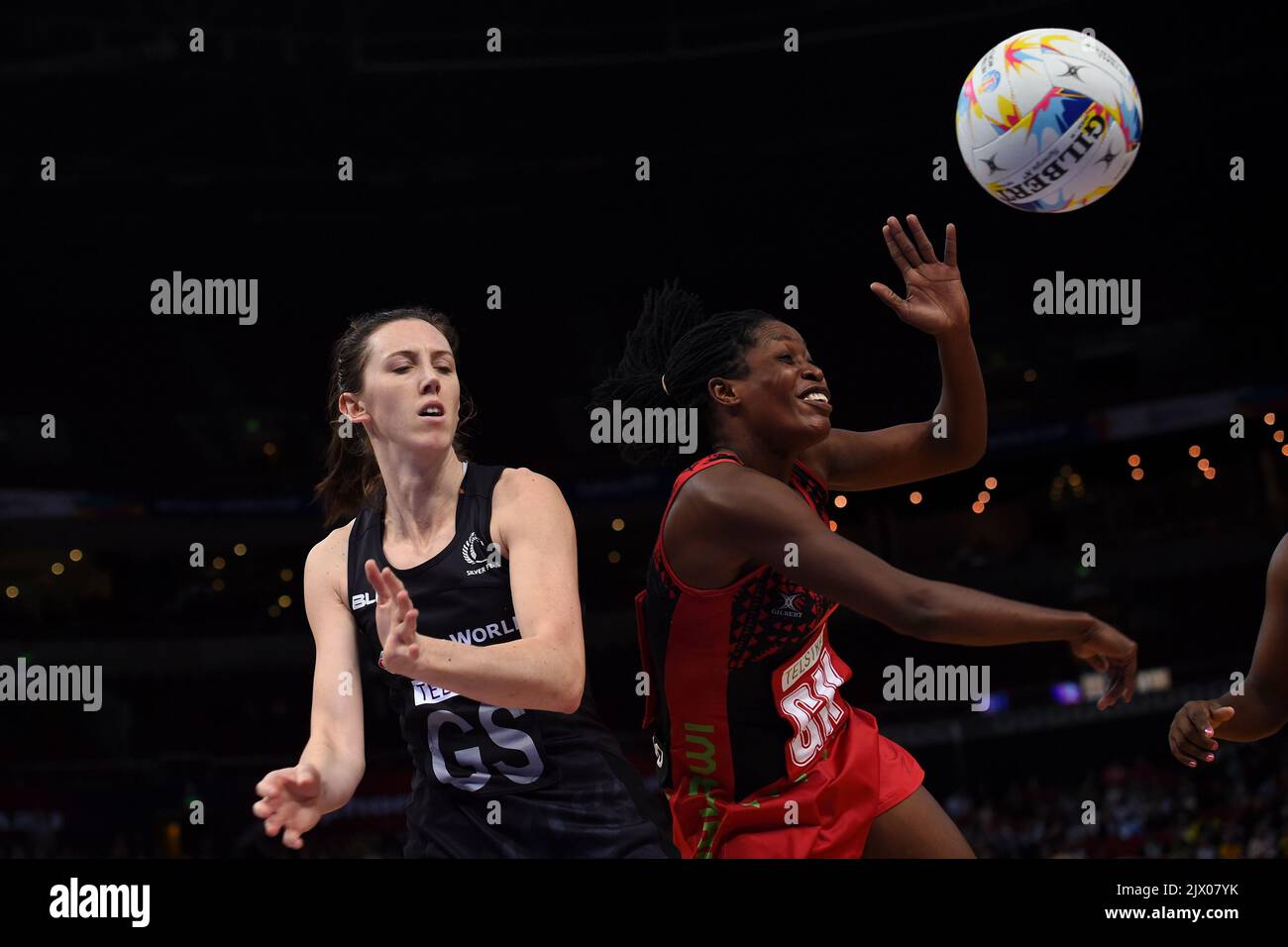 Bailey Mes (left) of New Zealand competes for the ball with Towera ...