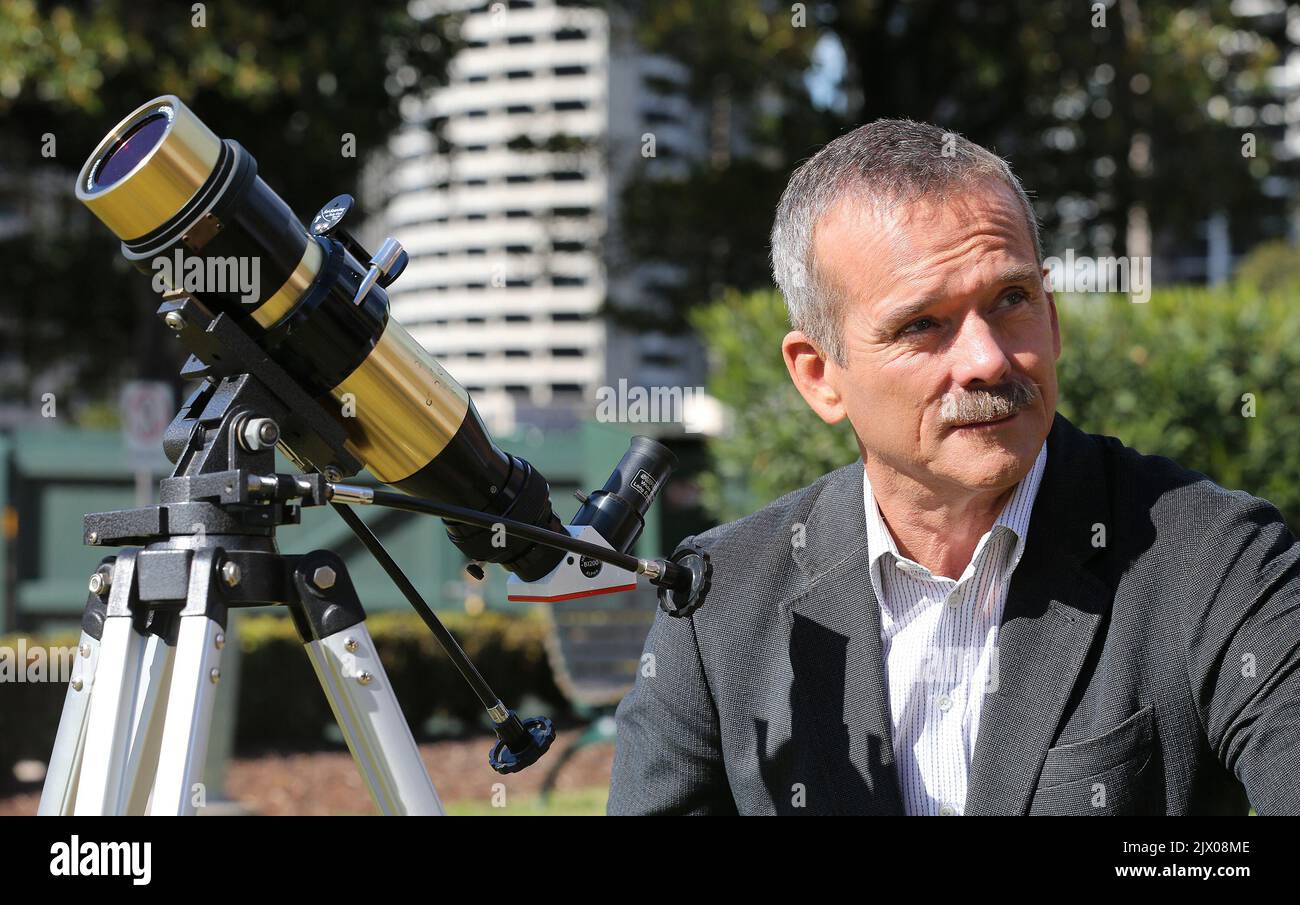 Canadian astronaut Colonel Chris Hadfield poses for a photograph at the ...