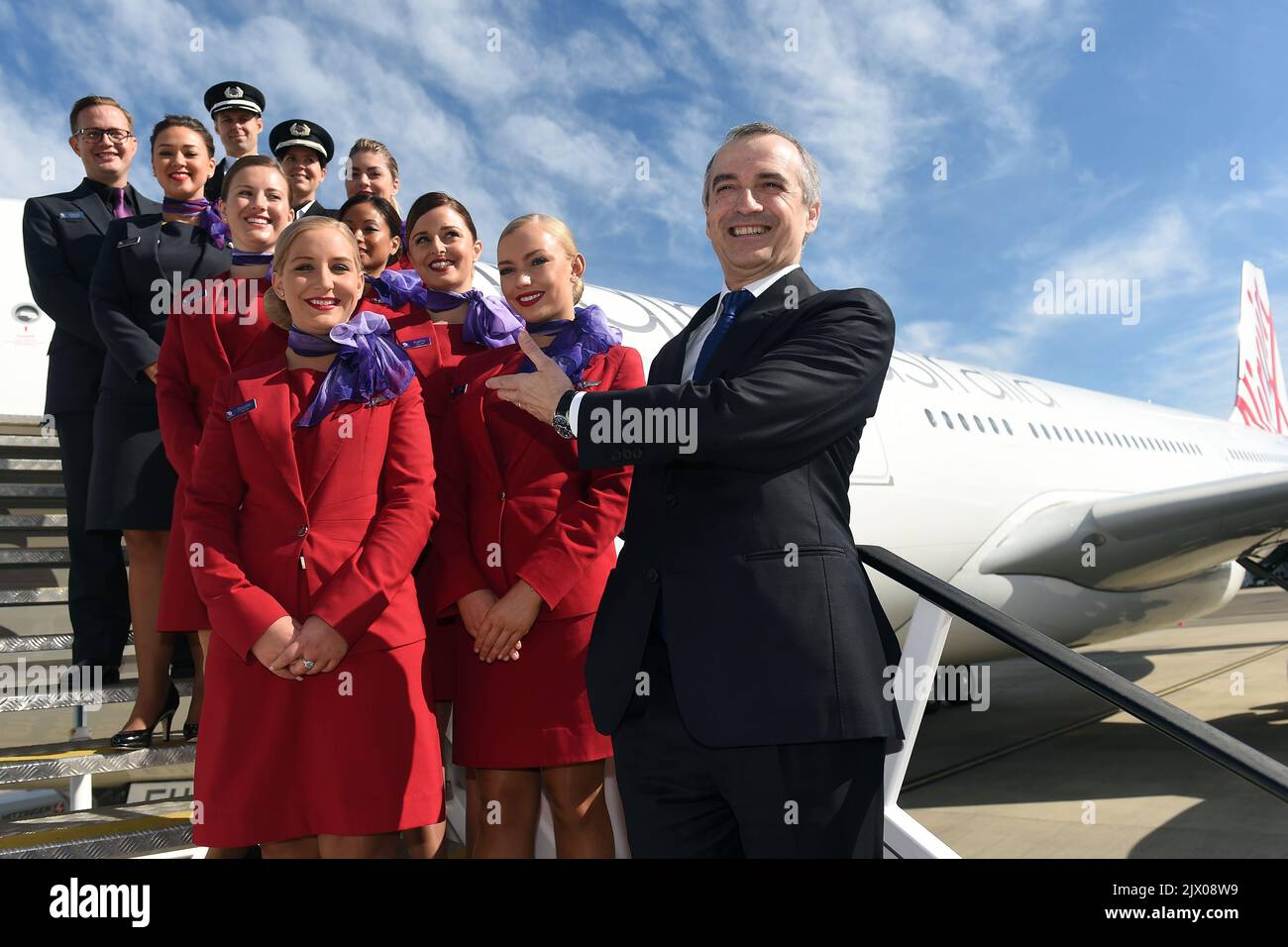 Virgin Australia CEO John Borghetti (right), poses for a photograph ...