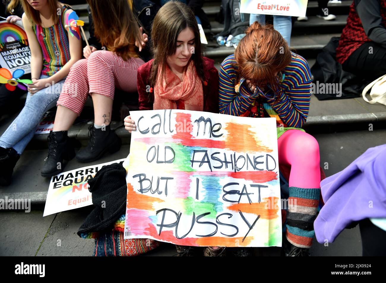 Hundreds of people take part in a marriage equality protest in ...