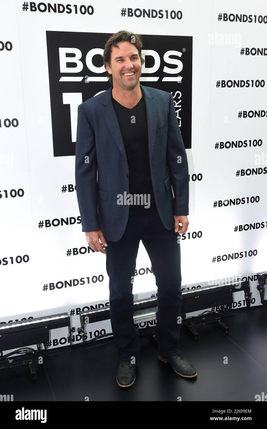 Pat Rafter poses for a photograph after arriving for the Bonds 100th ...