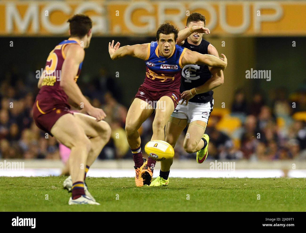 Jed Adcock of the Brisbane Lions in action during their round 20 game ...