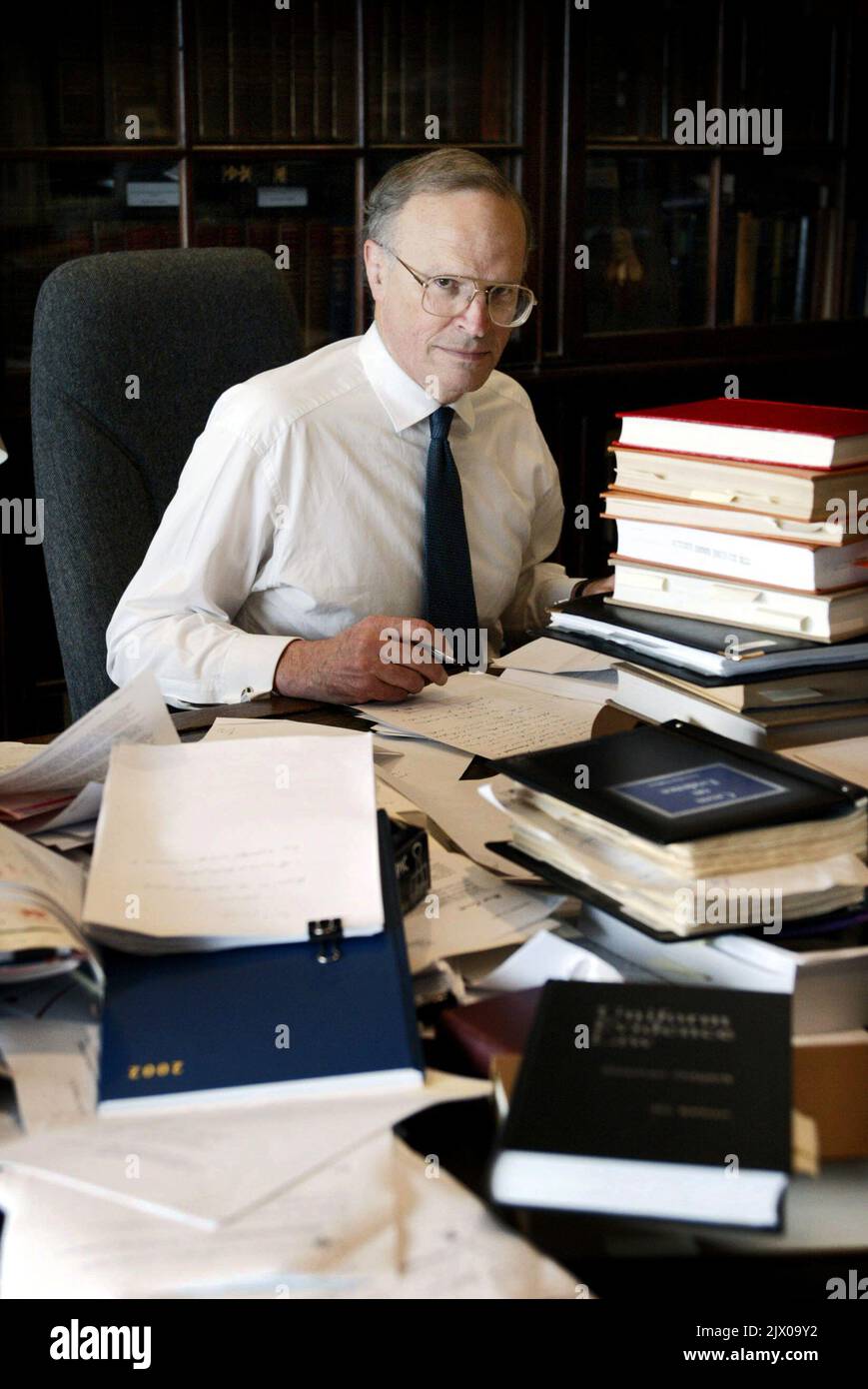 Sydney, December 18, 2002. Justice John Dyson Heydon working in his ...