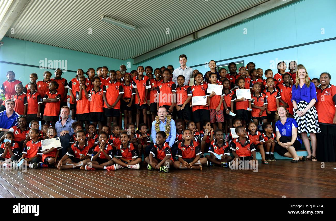Prime Minister Tony Abbott visits Mer Eruer Uteb Tagai State College on ...