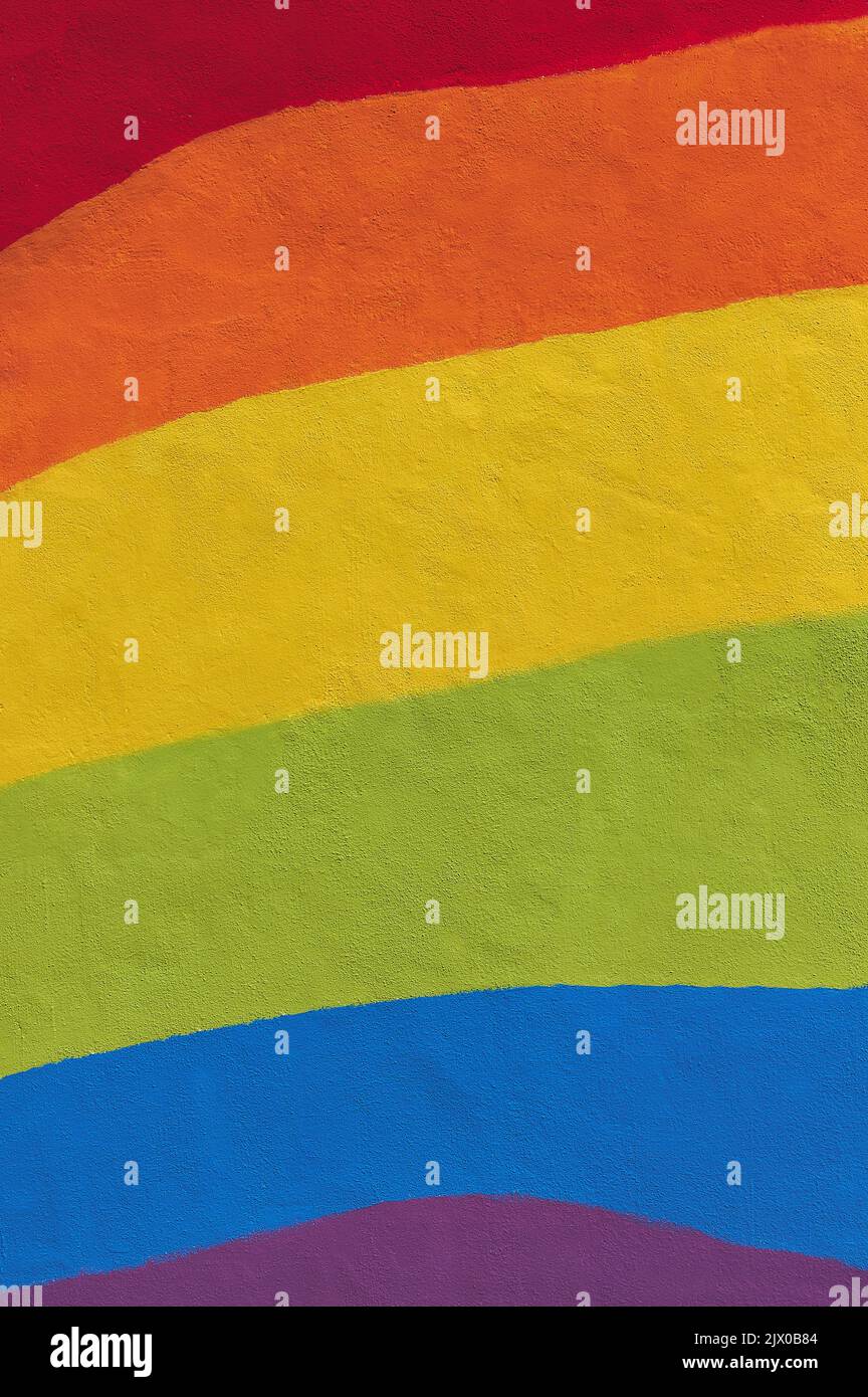 detail of the colors of the pride flag painted on the wall Stock Photo ...