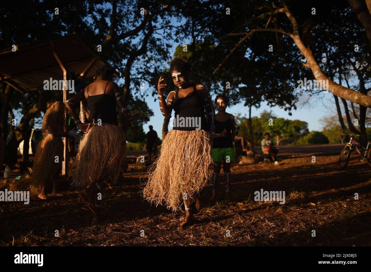 The Injinoo Dance Group rehearse before performing during a welcome to ...