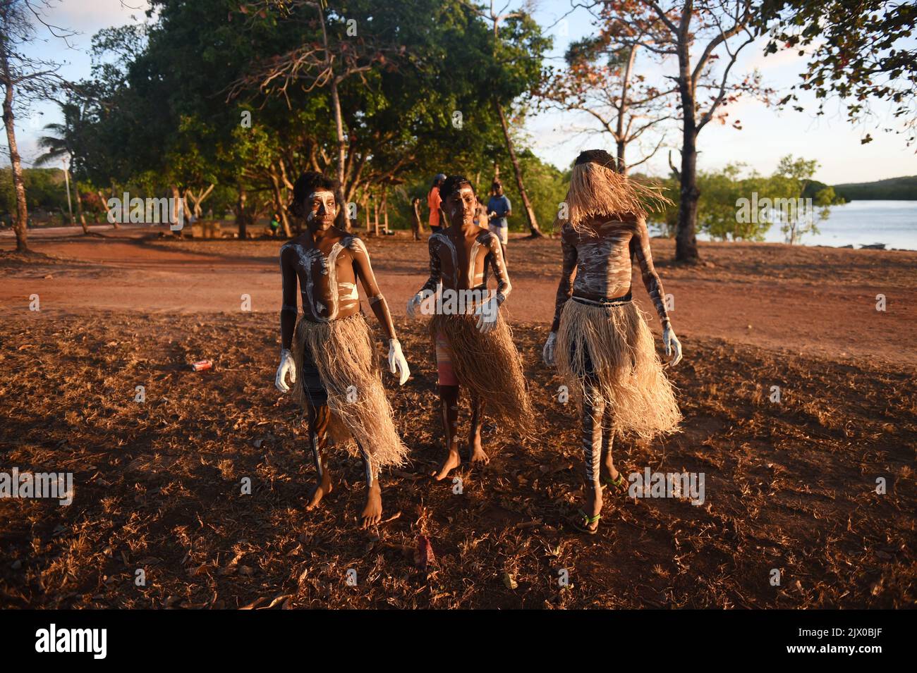 The Injinoo Dance Group rehearse before performing during a welcome to ...