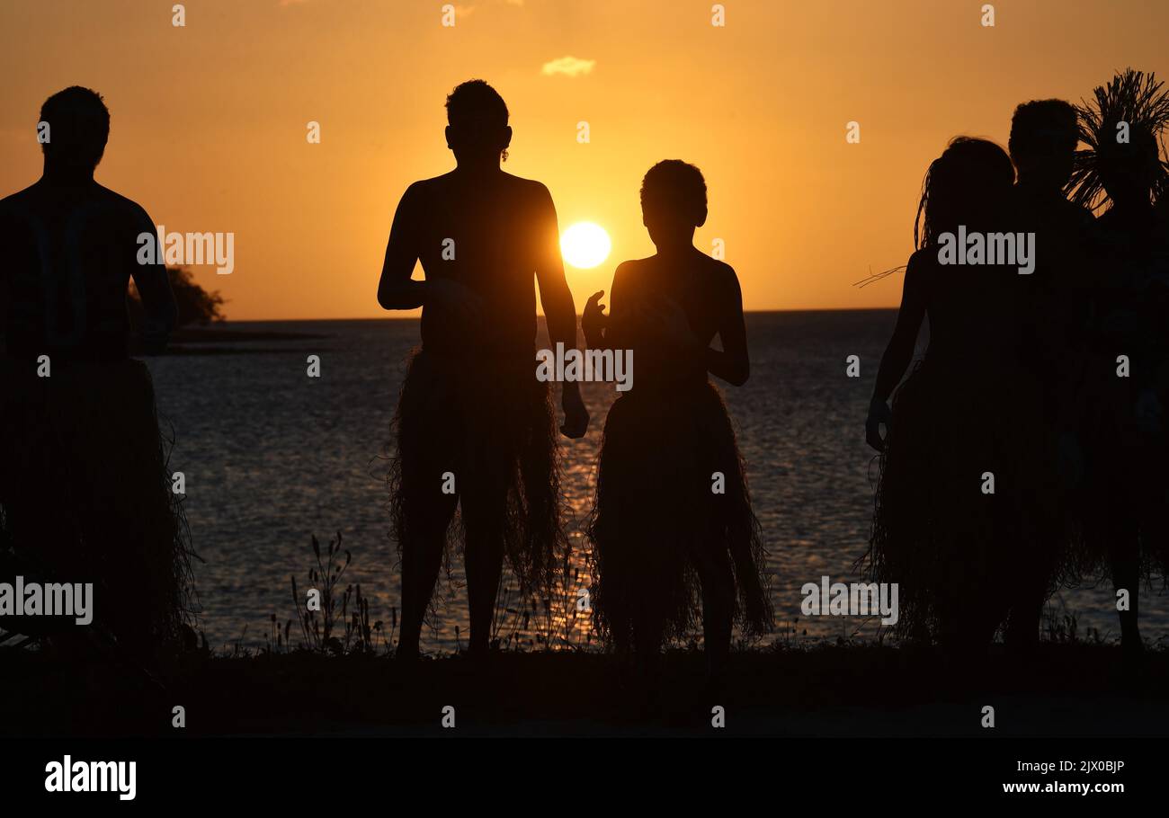 The Injinoo Dance Group rehearse before performing during a welcome to ...