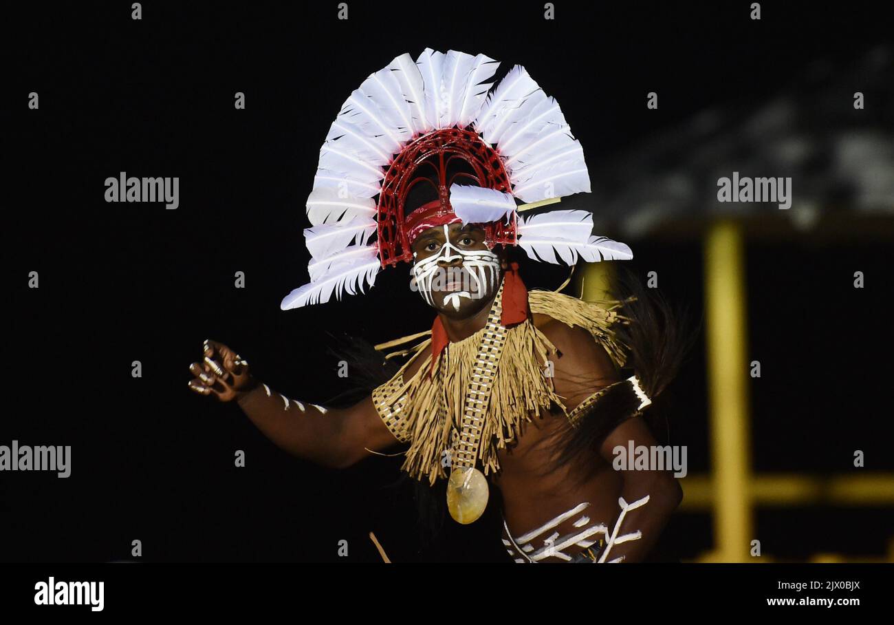 The Bamaga Dance Group performing during a welcome to country ceremony ...