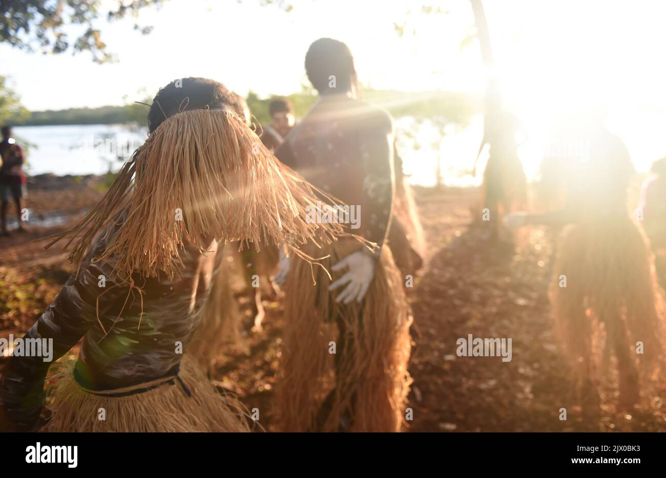 The Injinoo Dance Group rehearse before performing during a welcome to ...
