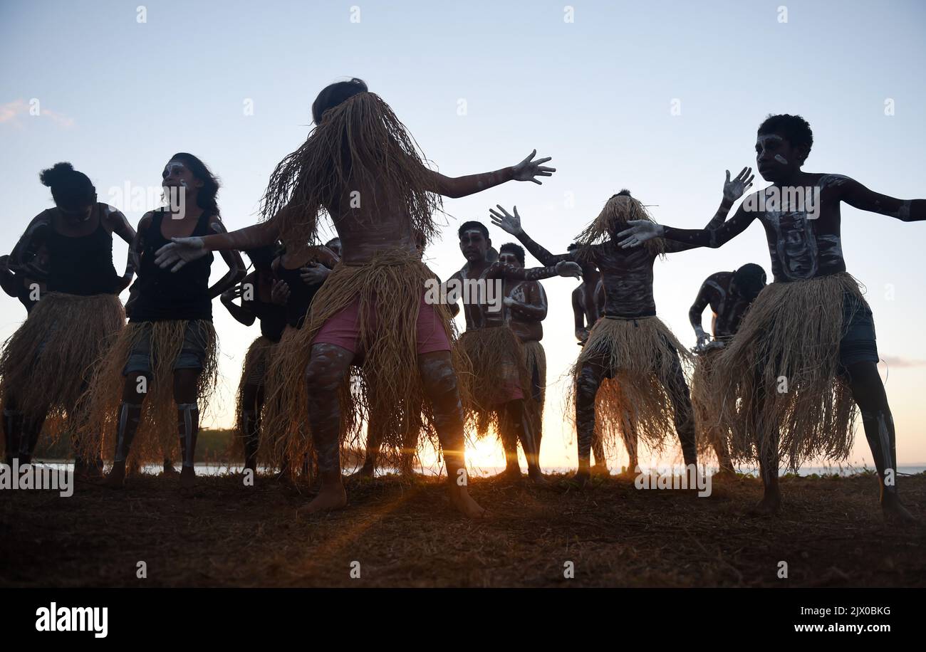 The Injinoo Dance Group rehearse before performing during a welcome to ...