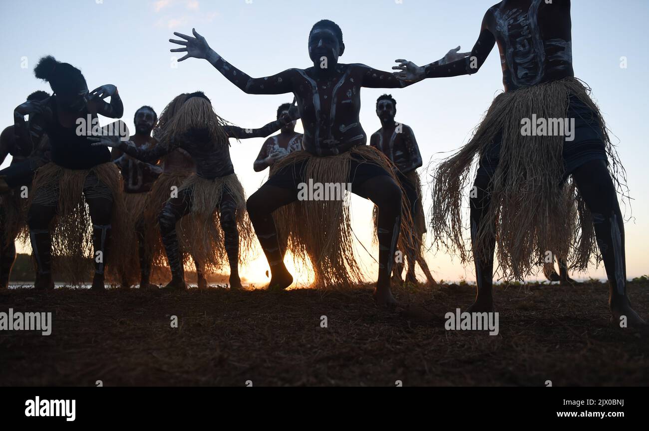 The Injinoo Dance Group rehearse before performing during a welcome to ...