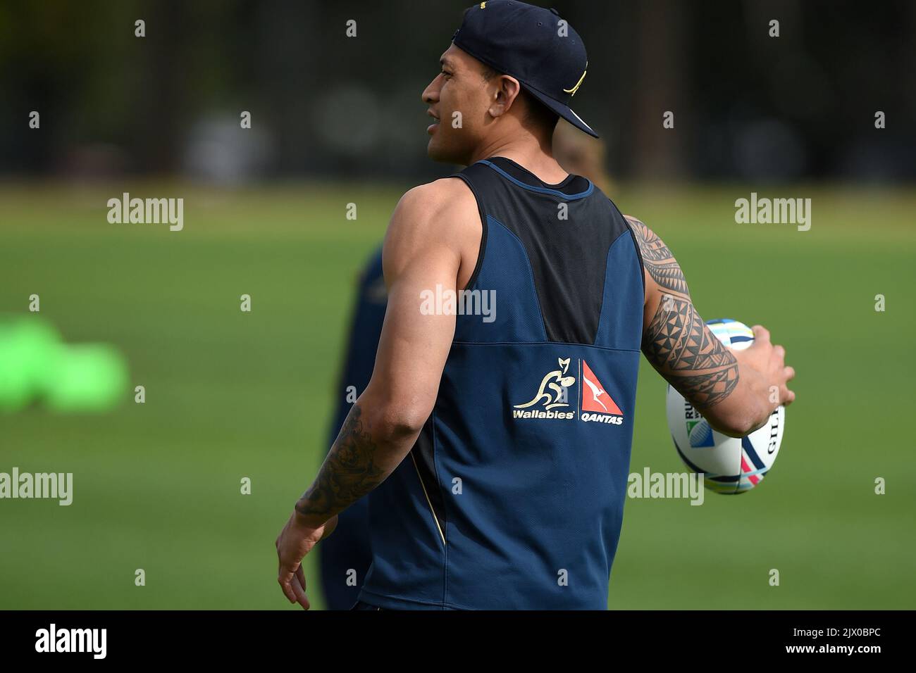 Australian rugby union player Israel Folau takes part in a training ...