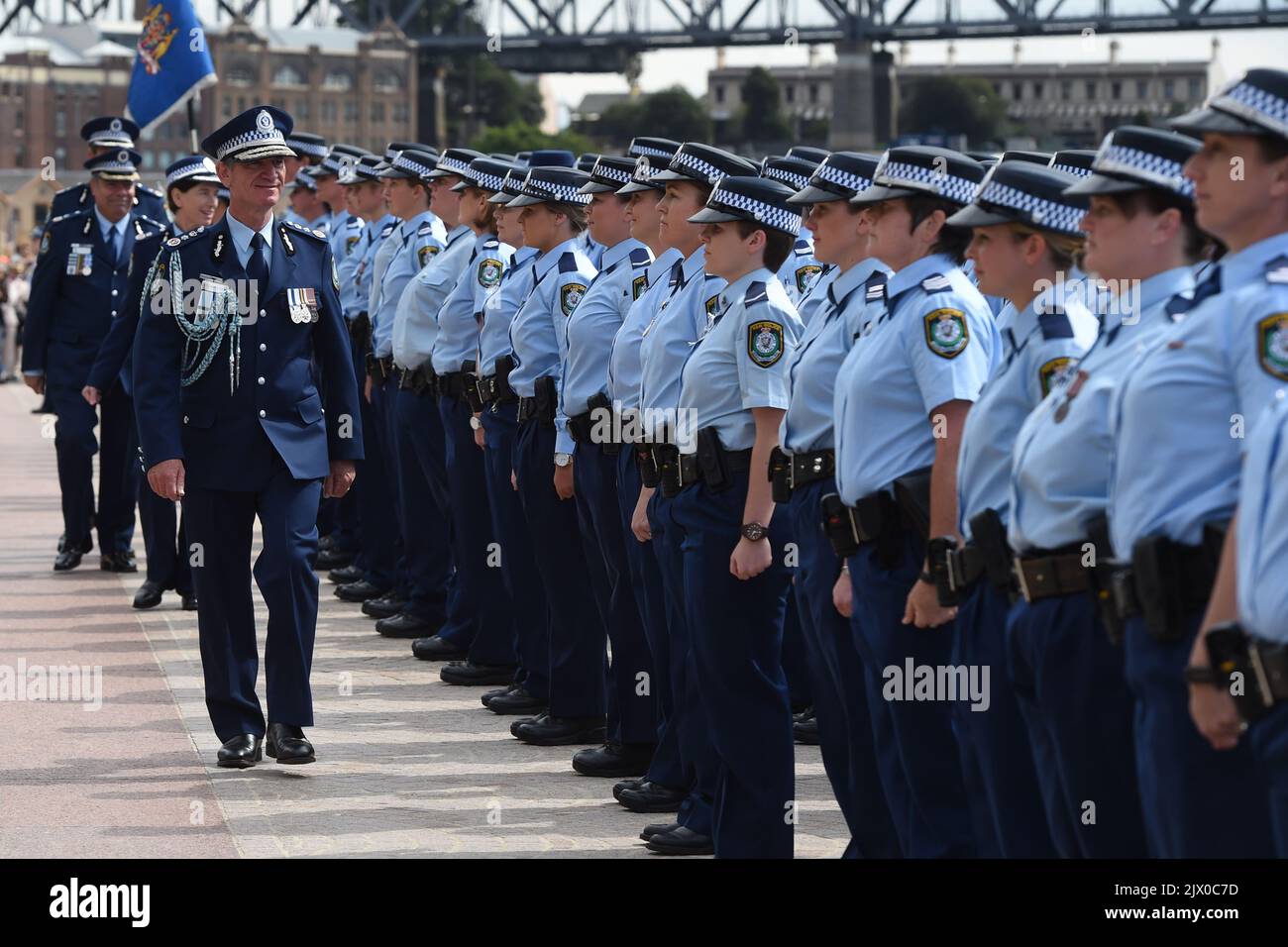 NSW Police Commiasioner Andrew Scipione inspects female officers of the ...