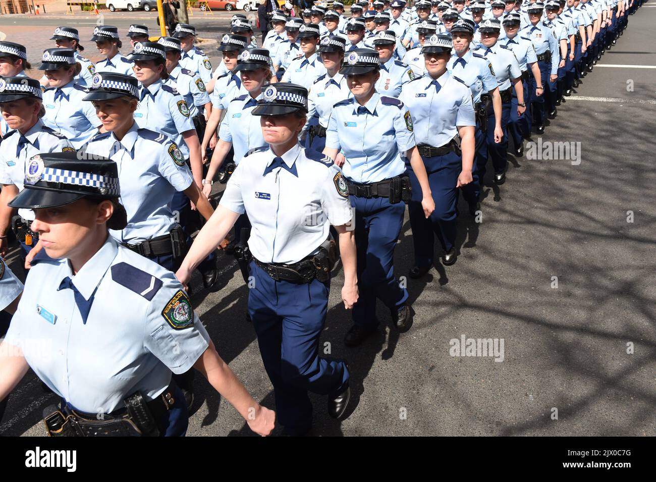 Upto 700 New South Wales female police officers march along Macquarie ...
