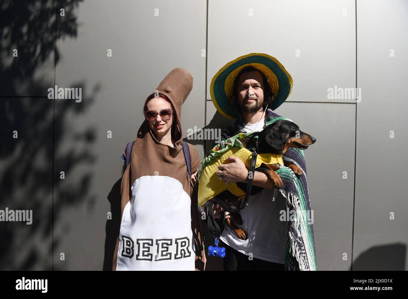 Melanie McInnes and Steve McInnes with their Dachshund Snausage at the ...