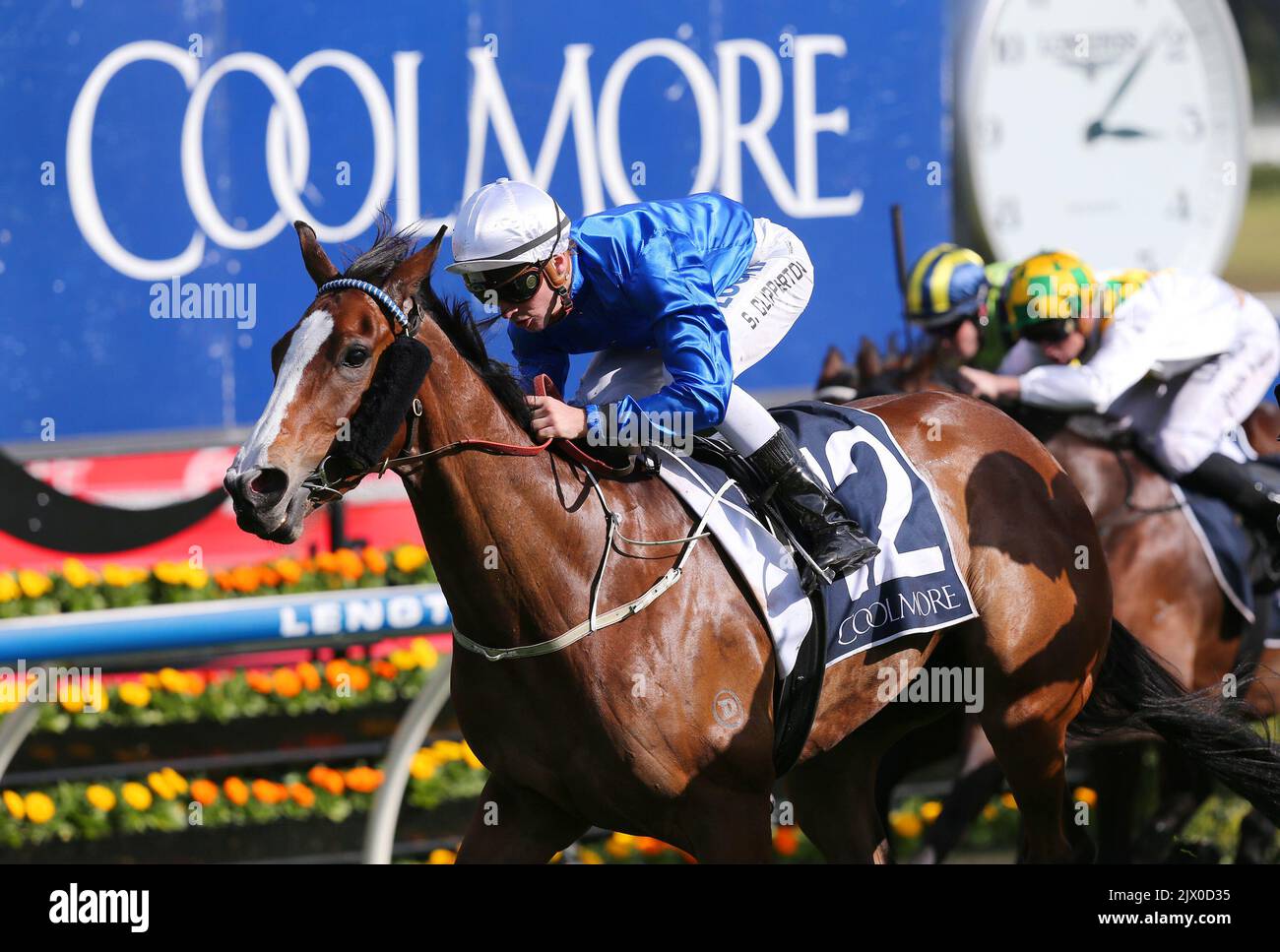 Pearls ridden by Sam Clipperton wins the Coolmore Tea Rose Stakes race ...