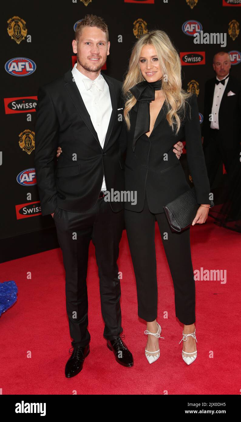 St Kilda AFL player Sam Gilbert and partner arrive at the Brownlow ...