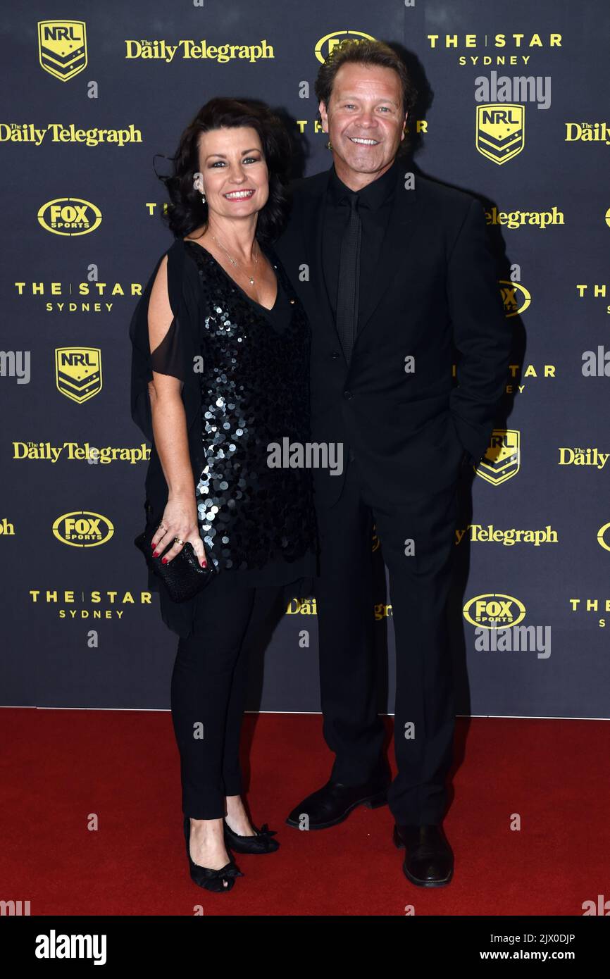 Troy Cassar-Dally and Laurel Edwards arrive for the Dally M Awards in ...