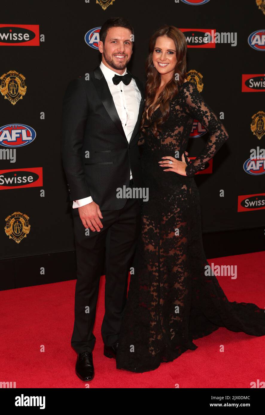 Port Adelaide player Travis Boak and his partner Renee Barendregt ...