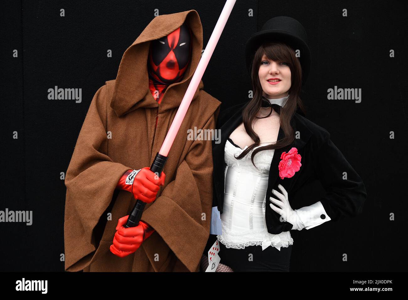 Marc Leahy and Teigan Race pose for a photograph during Oz Comic Con in ...