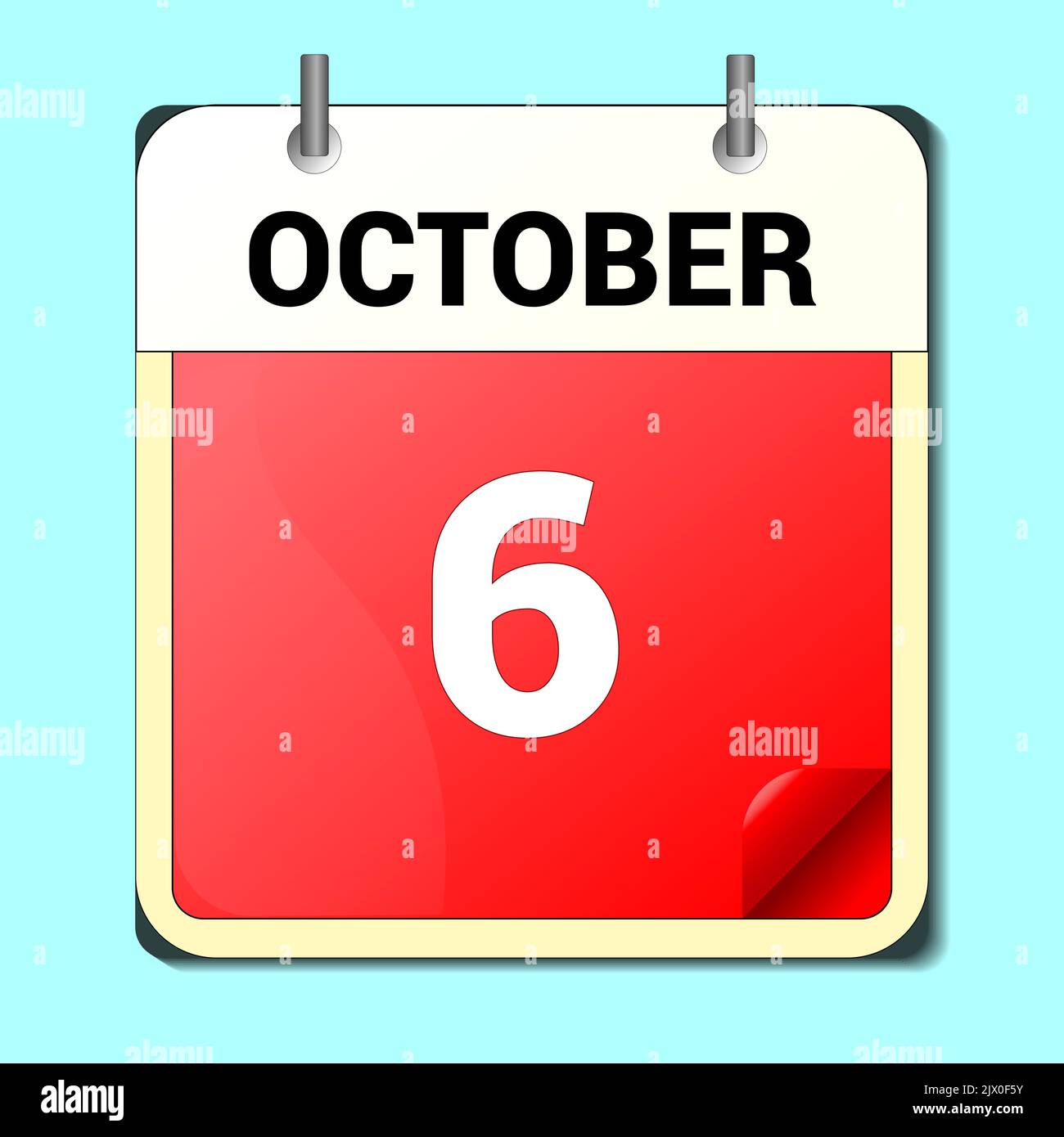 Icon page calendar day - 6 October. Date day week Sunday, Monday ... Icon page calendar day - 6 October. Date day week Sunday, Monday ...