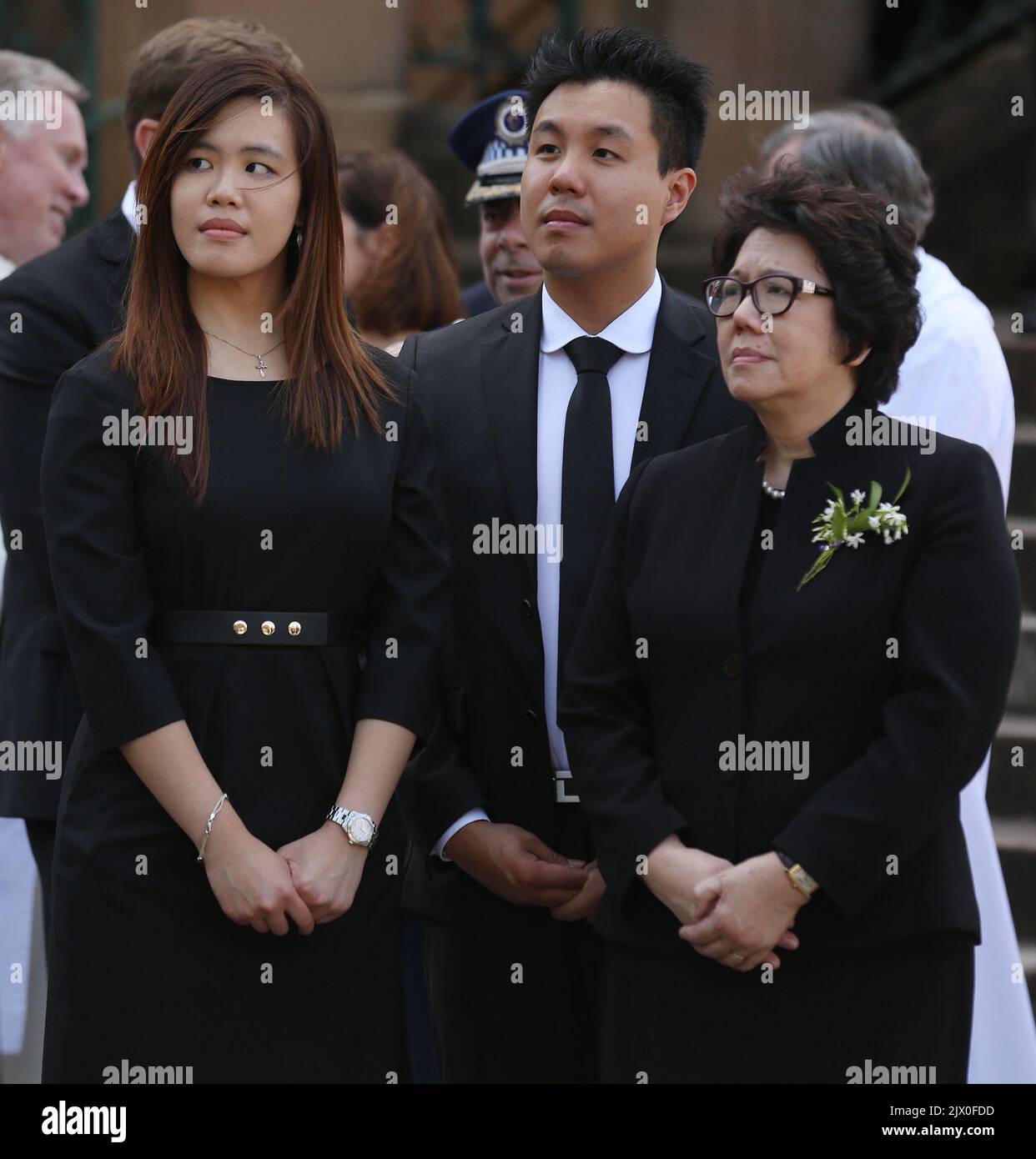 Zilvia (left), Alpha (centre) and Selina Cheng, the daughter,son and ...