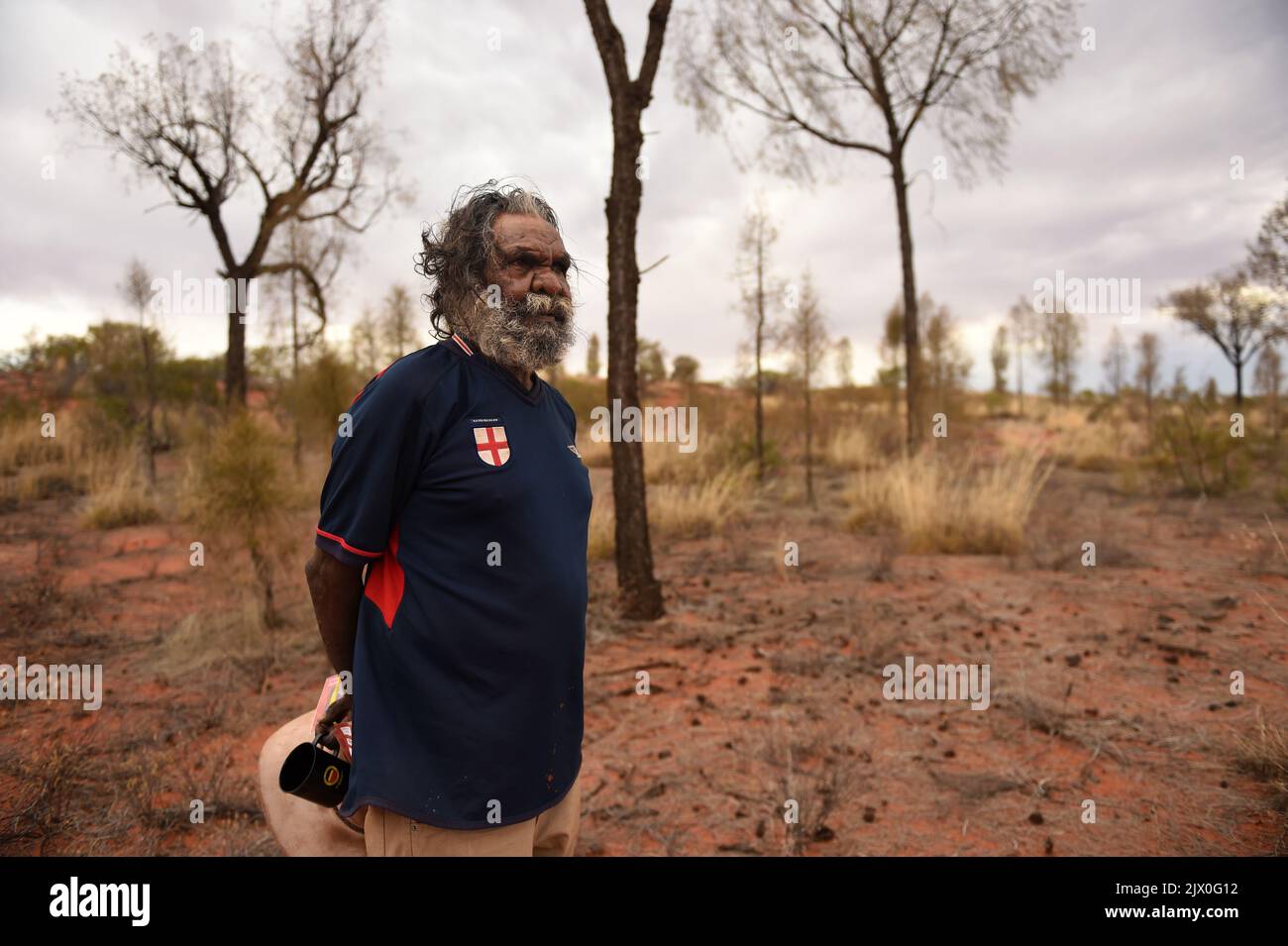 Aboriginal man Malya Teamay of the Mutitjulu community poses for a ...