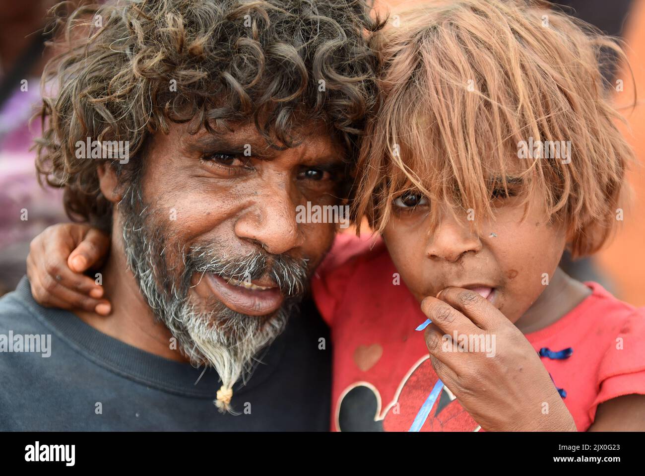 An Aboriginal father and his daughter attend an event to mark the 30th ...