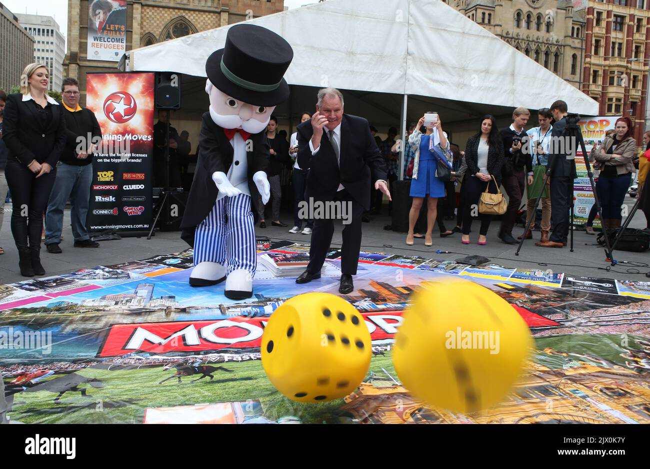 Mr Monopoly and Melbourne Mayor Robert Doyle unveil a version of ...