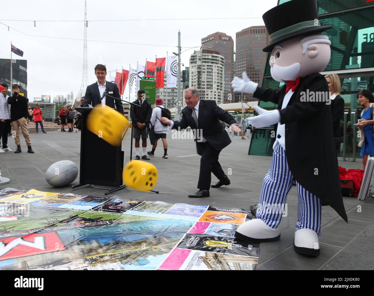 Mr Monopoly and Melbourne Mayor Robert Doyle unveil a version of ...