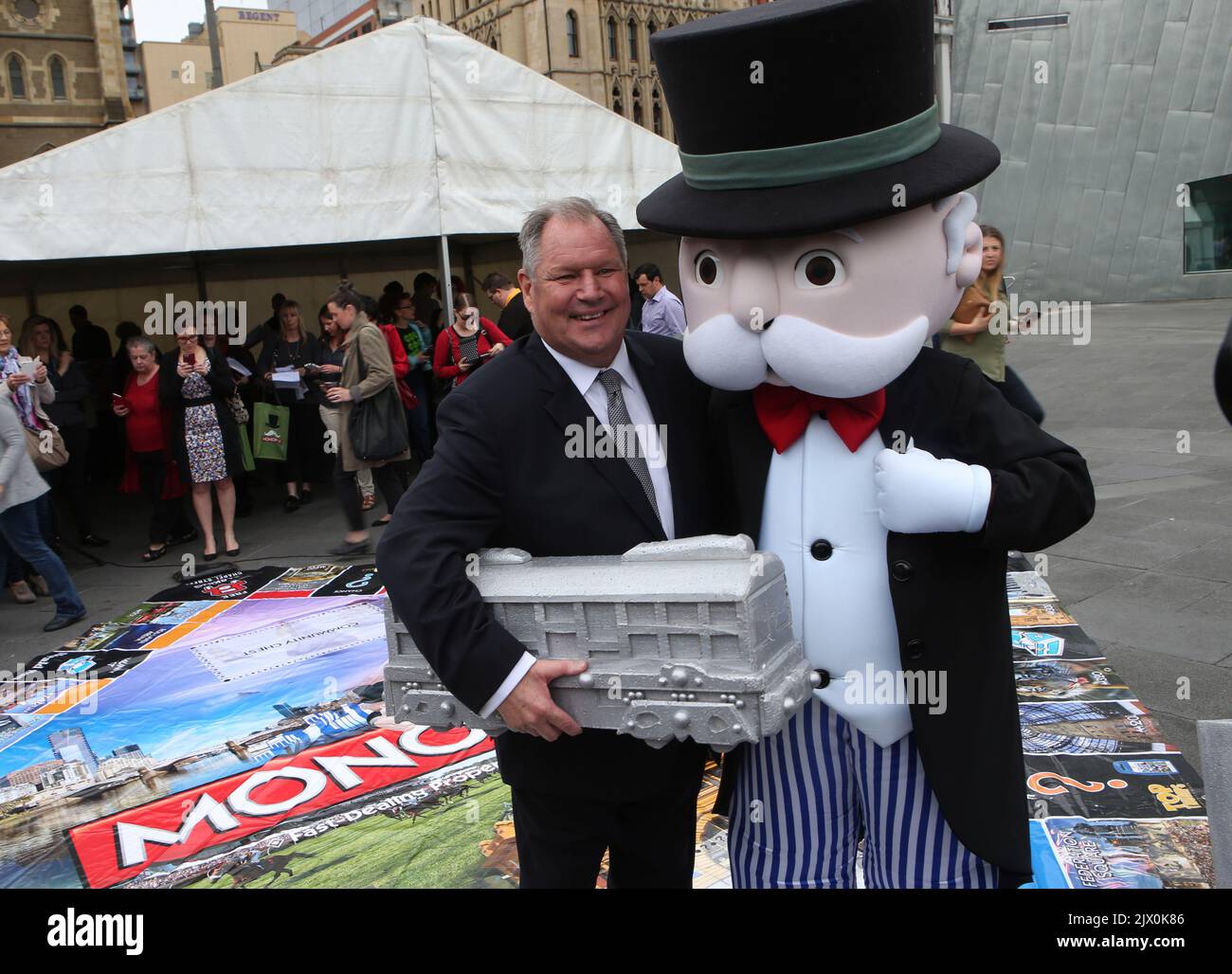 Mr Monopoly and Melbourne Mayor Robert Doyle unveil a version of ...