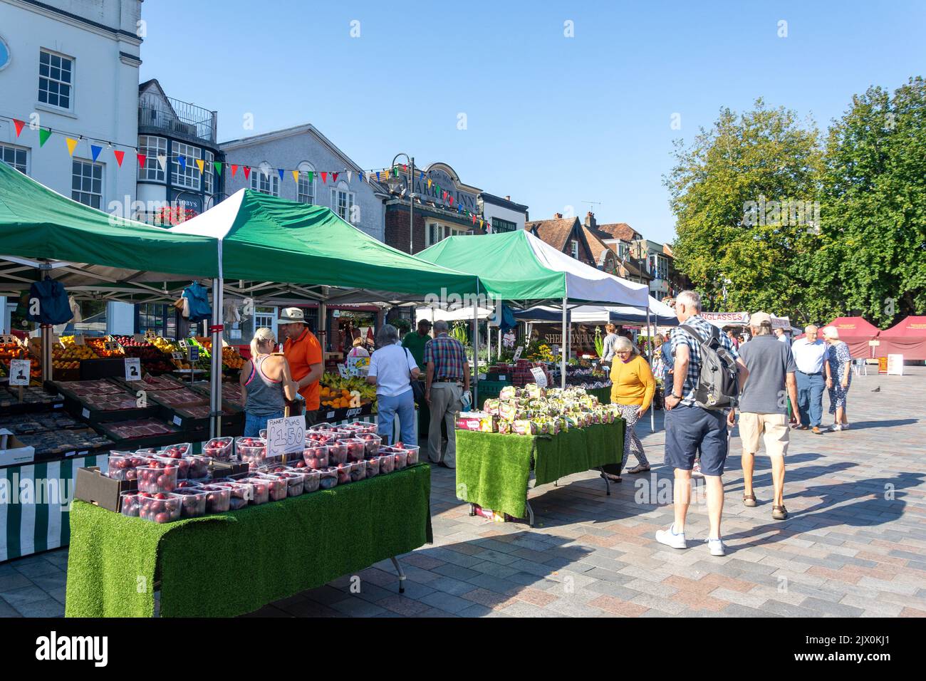 Market stalls, Salisbury Market, Market Place, Guildhall Square ...