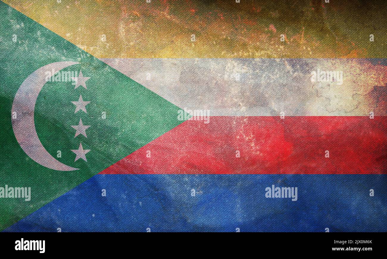 retro flag of African Arabs Comorians with grunge texture. flag ...