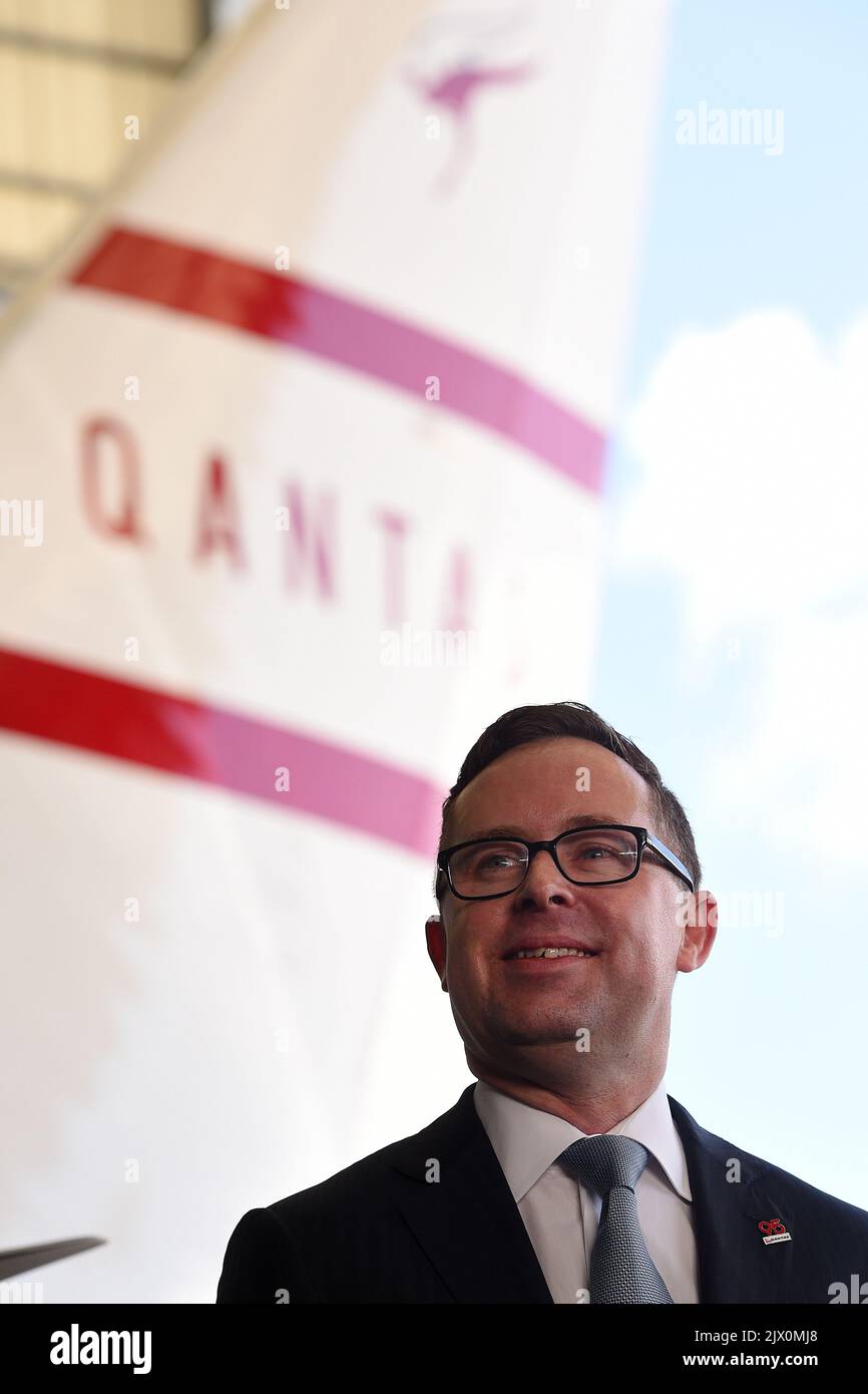 Qantas CEO Alan Joyce speaks at the unveiling of the Qantas Retro Roo ...