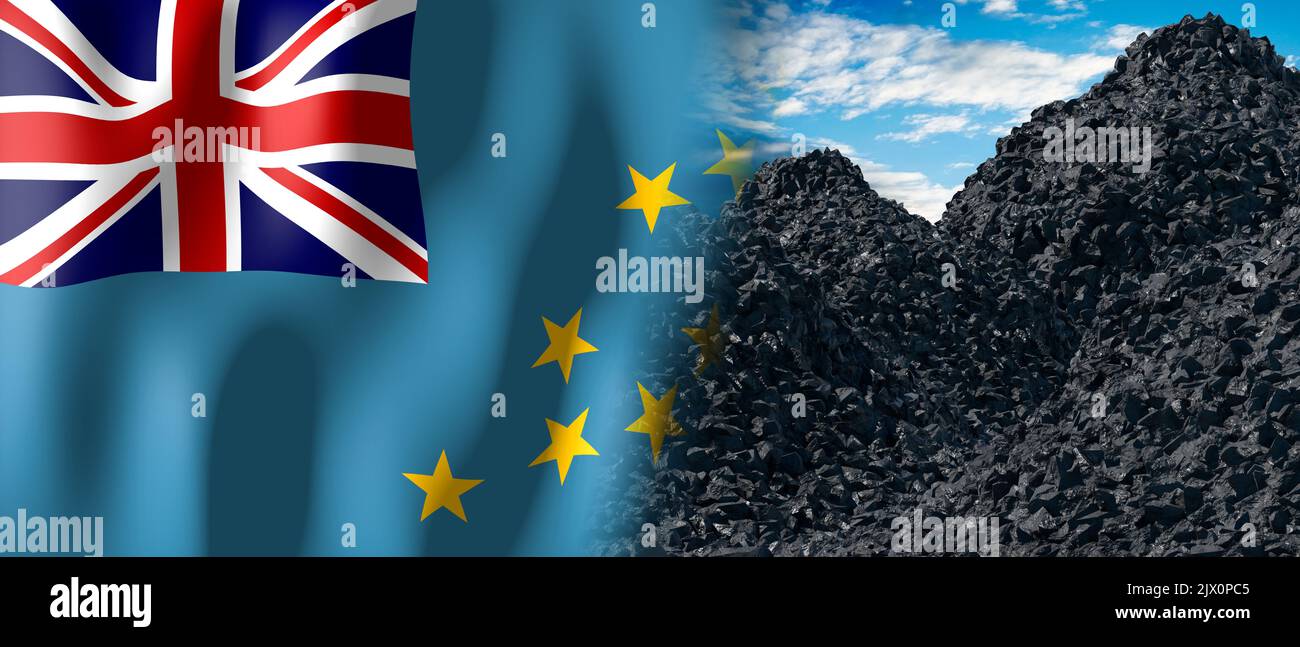 Tuvalu - country flag and pile of coal - 3D illustration Stock Photo ...