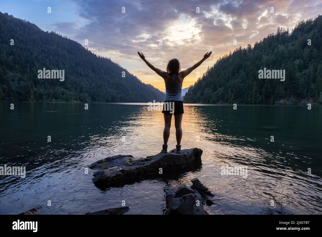 Adventurous Woman Hiking in Canadian Nature Stock Photo - Alamy