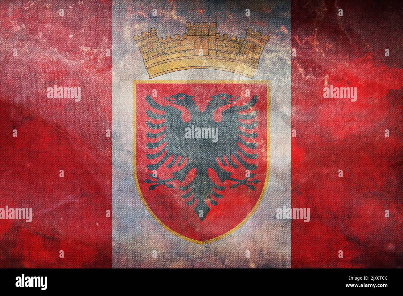 retro flag of Albanian peoples Macedonian Albanians with grunge texture ...