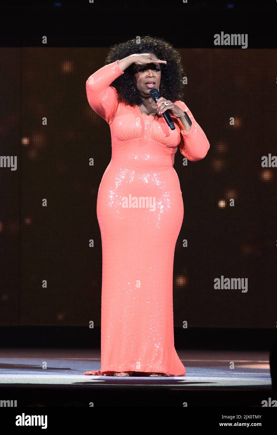 Oprah Winfrey on stage for the start of her show An Evening with Oprah ...