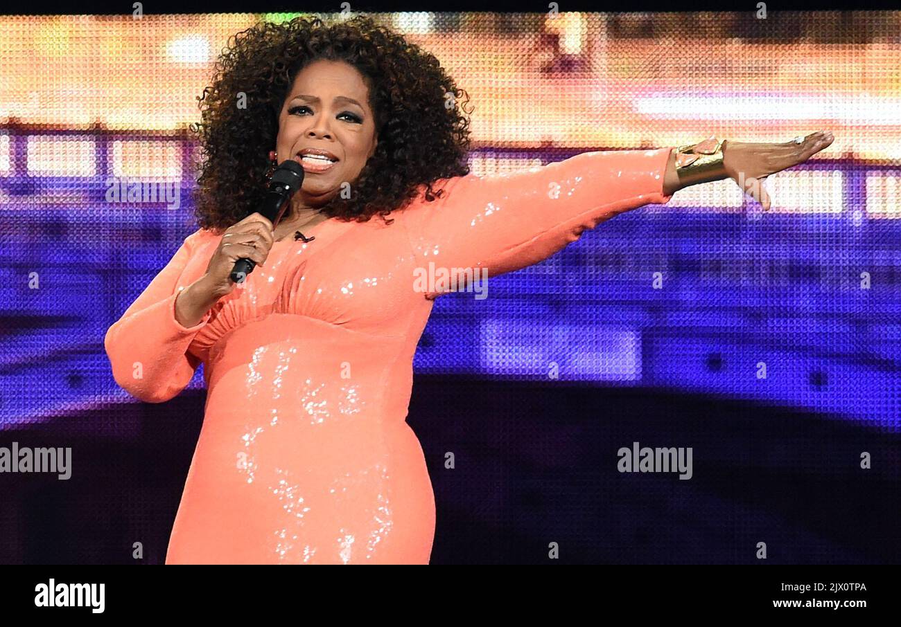 Oprah Winfrey on stage for the start of her show An Evening with Oprah ...