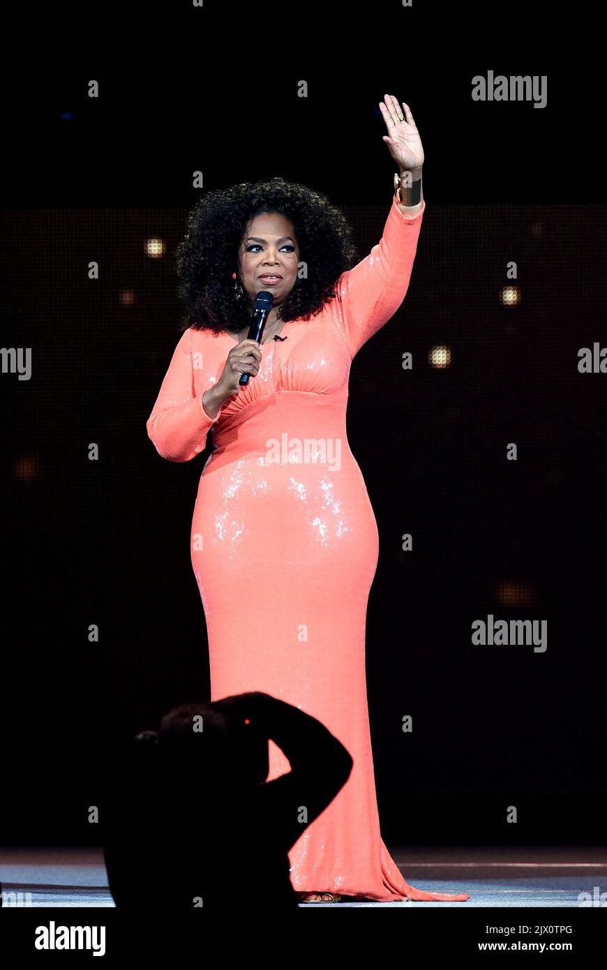 Oprah Winfrey on stage for the start of her show An Evening with Oprah ...