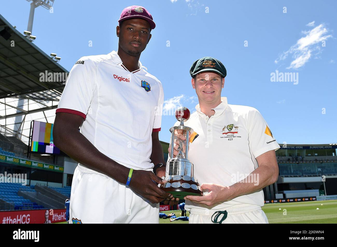 West Indies captain Jason Holder (left) and Australian captain Steve ...
