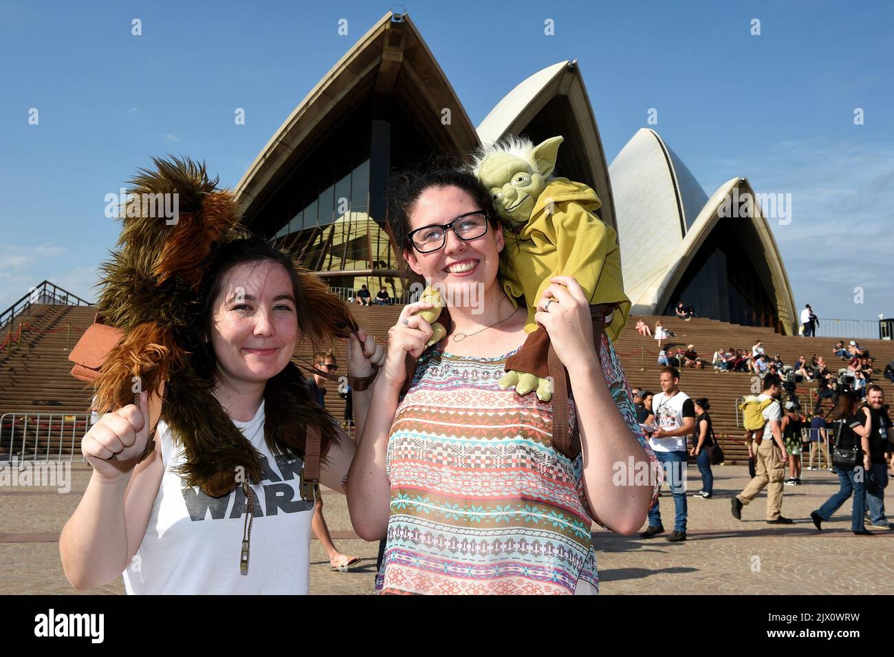 Star Wars enthusiasts Allie Harris and Georgia Maynard pose for a ...