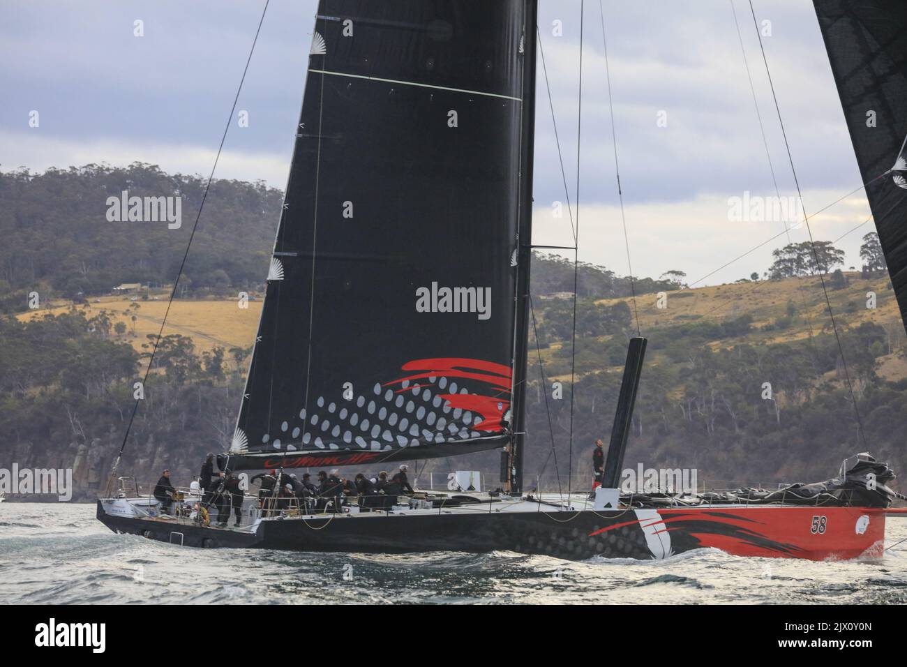 Winner of the Sydney Hobart Yacht Race Comanche close to the finish ...