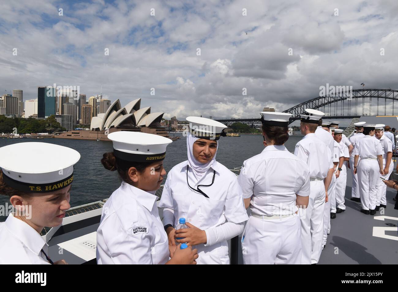 Australian Naval Cadets and crew onboard HMAS Adelaide, Australia's ...