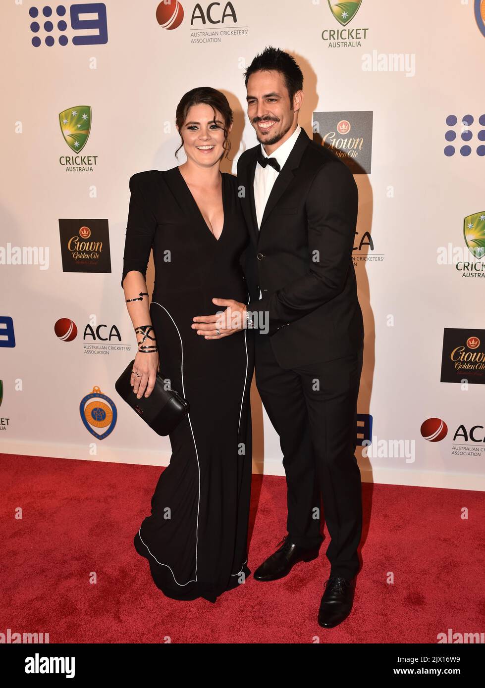 Former Australian fast bowler Mitchell Johnson (right) and his wife ...