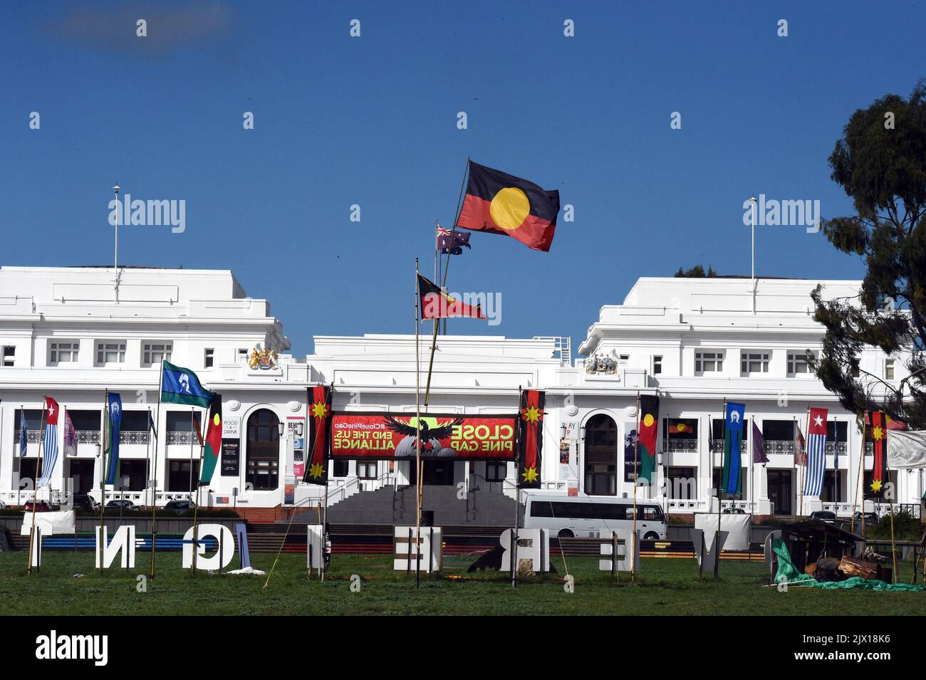 The Aboriginal Tent Embassy in front of Old Parliament House in Canberra on Thursday, Feb. 4 ...