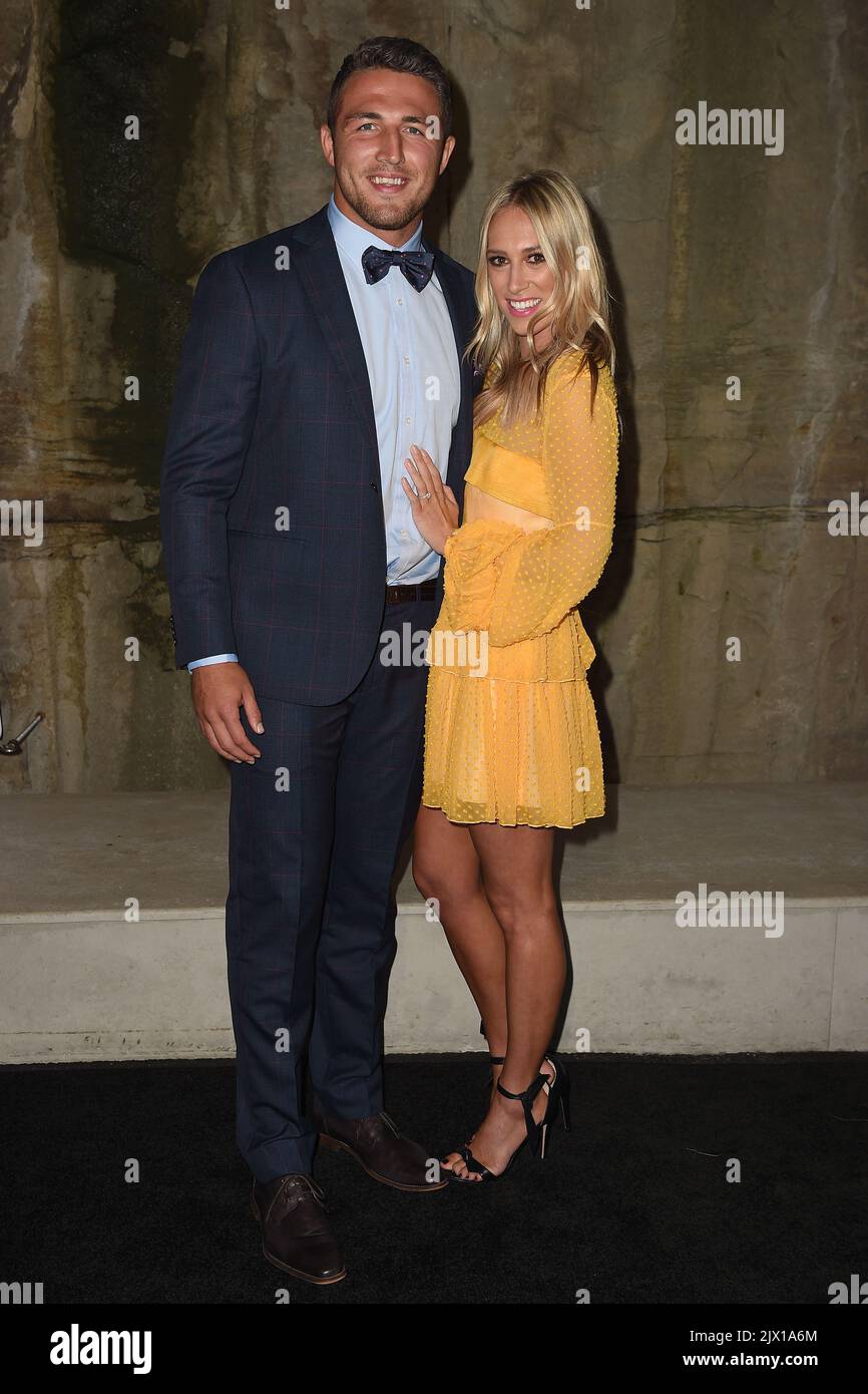 Sam Burgess and Phoebe Hooke arrive at the Myer 2016 Autumn fashion ...