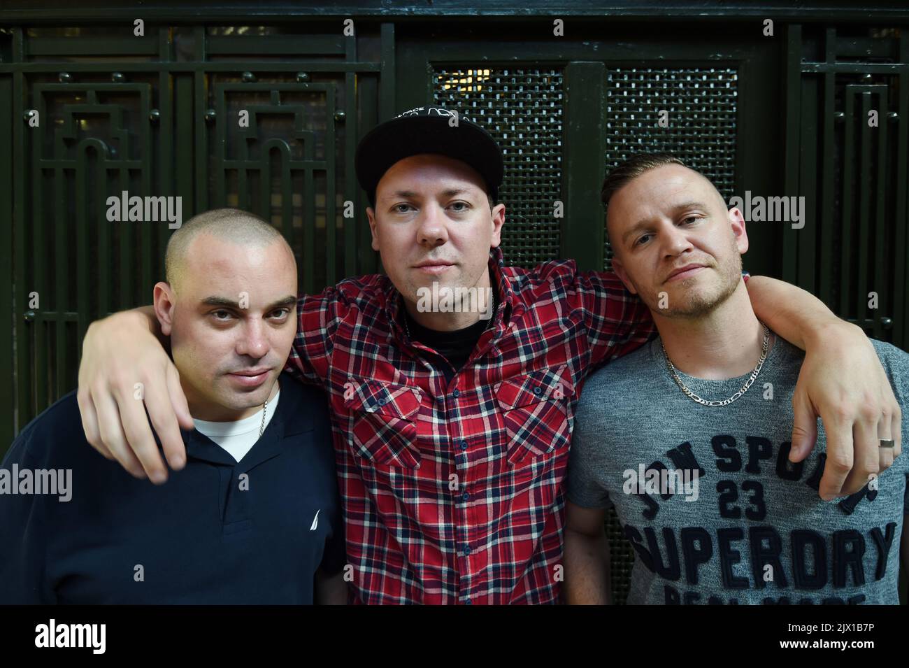 Australian hip hop band Hilltop Hoods (lt-rt) DJ Debris (Barry Francis ...