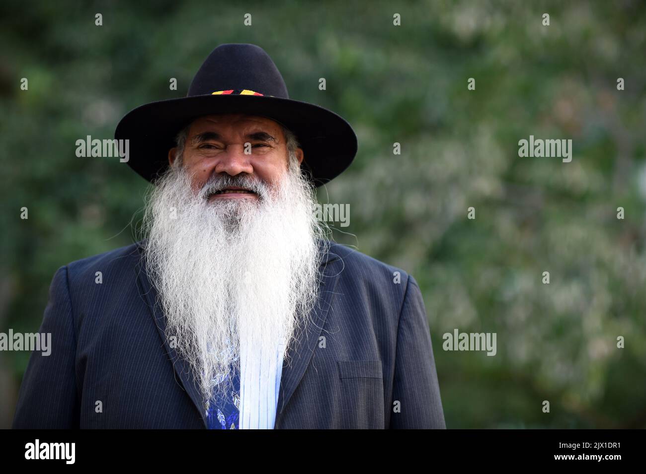 Indigenous leader Pat Dodson poses for a photograph after a press ...